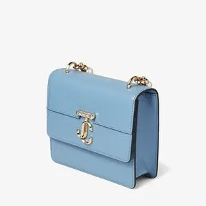 Jimmy Choo Avenue Quad Xs Smoky Blue Box Leather Shoulder Bag With